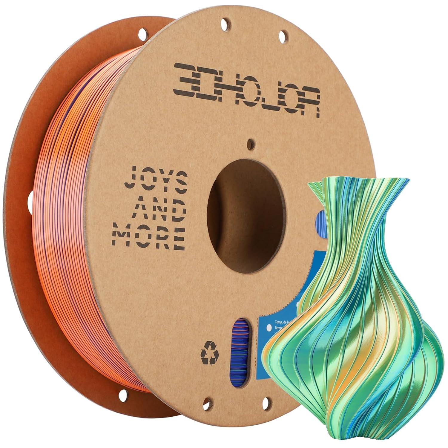 Silk PLA Filament 1.75mm Blue Orange Green Triple Color PLA 3D Printer ...