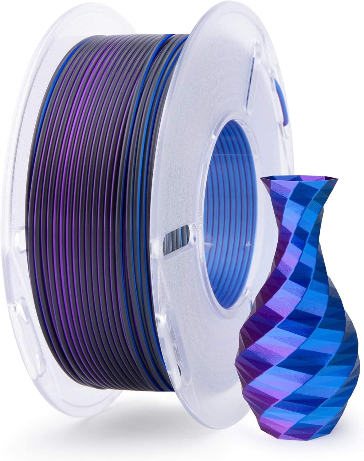 Silk PLA Filament 1.75mm Triple Colors Blue Purple Black 250g, Shiny ...