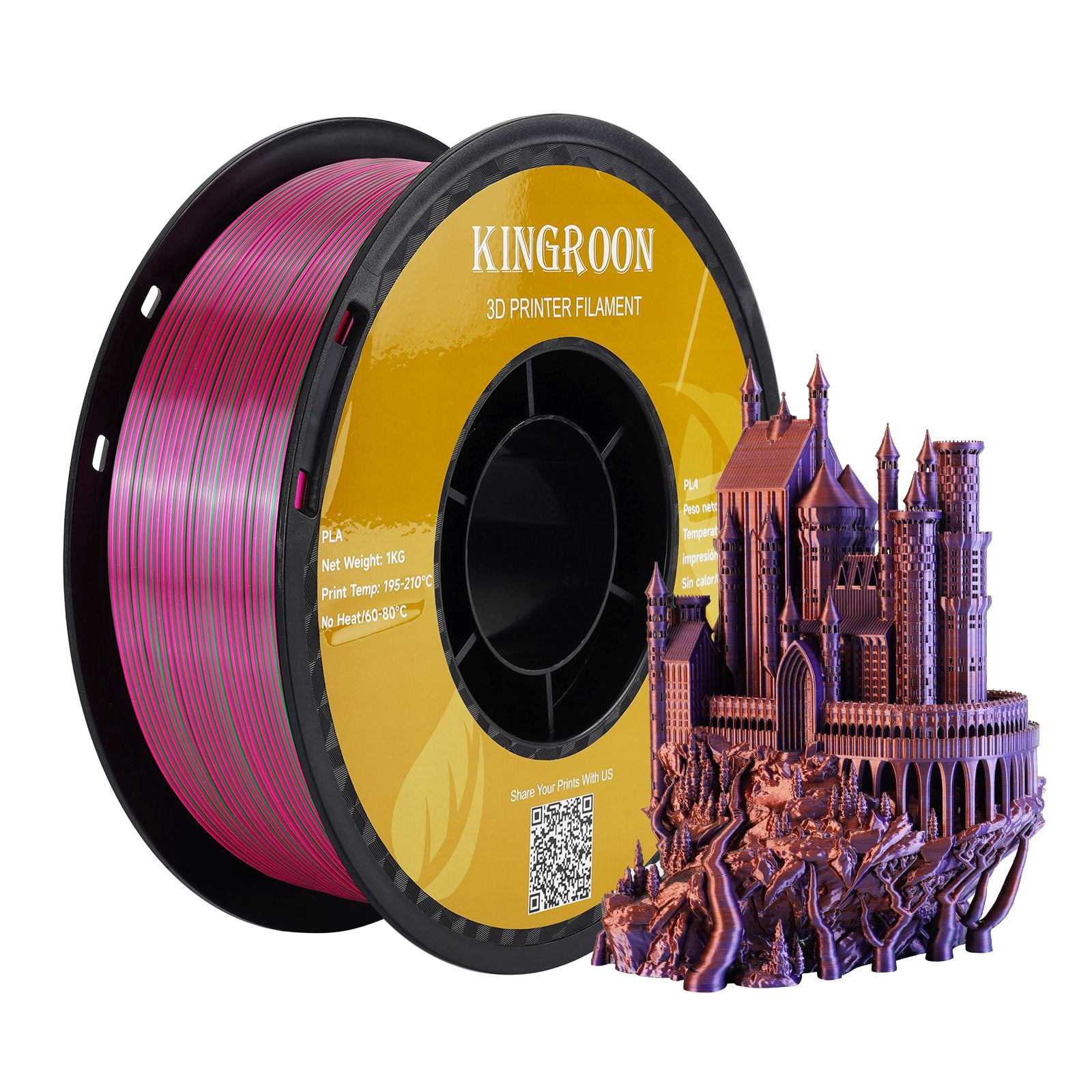 Silk PLA Multicolor Tricolor 1.75mm 1KG Spool(2.2lbs) Smooth Silky ...