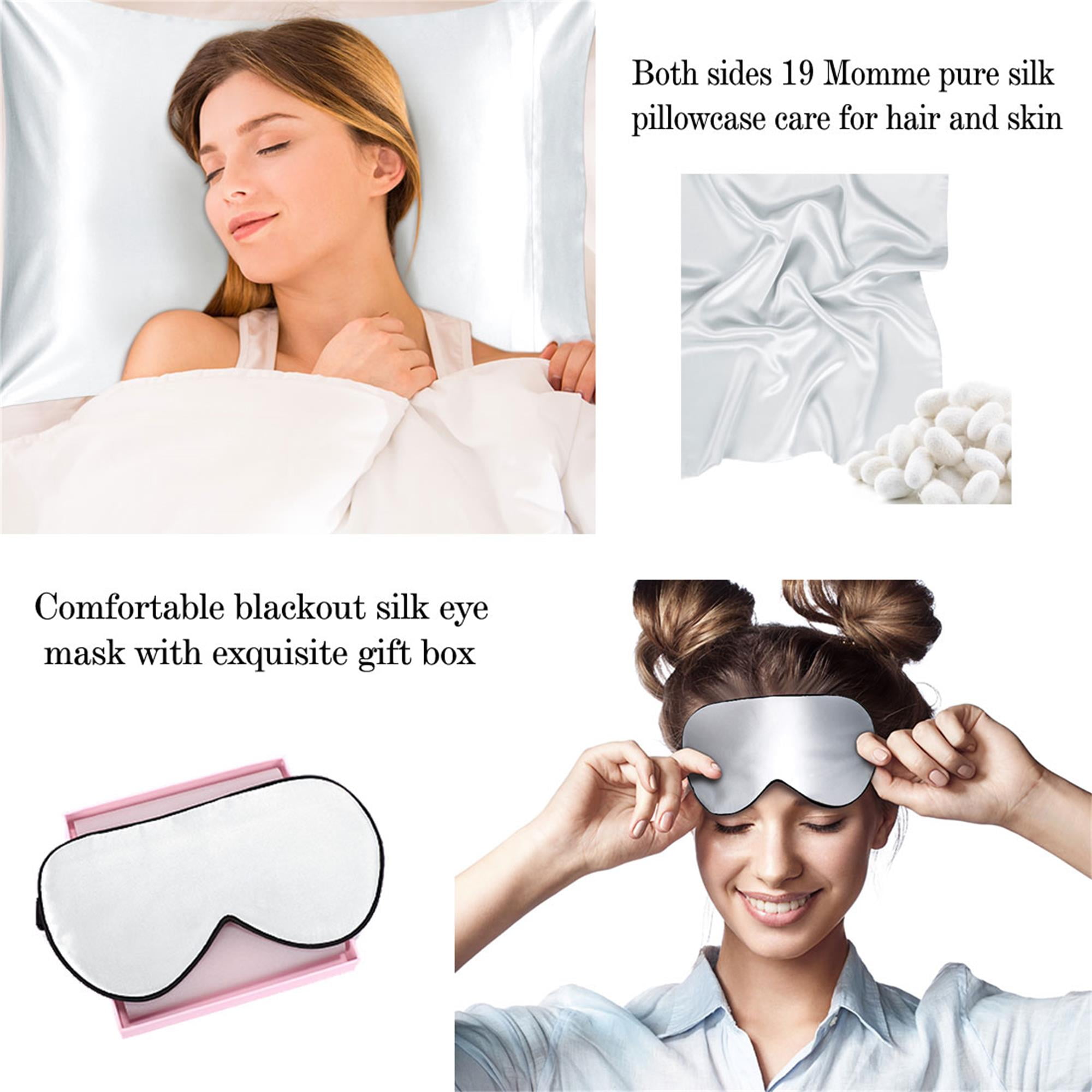 Silk Pillowcases + Silk Eye Cover With Gift Box King Grey - Walmart.com