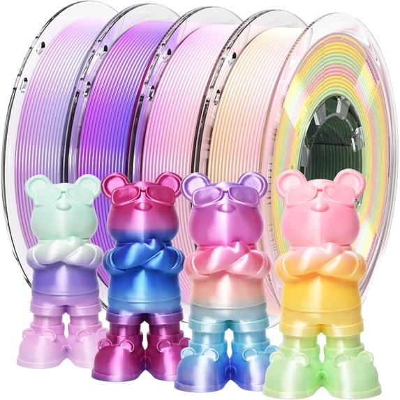 Silk Rainbow PLA 3D Printer Filament Bundle Shiny Multicolored Filament ...