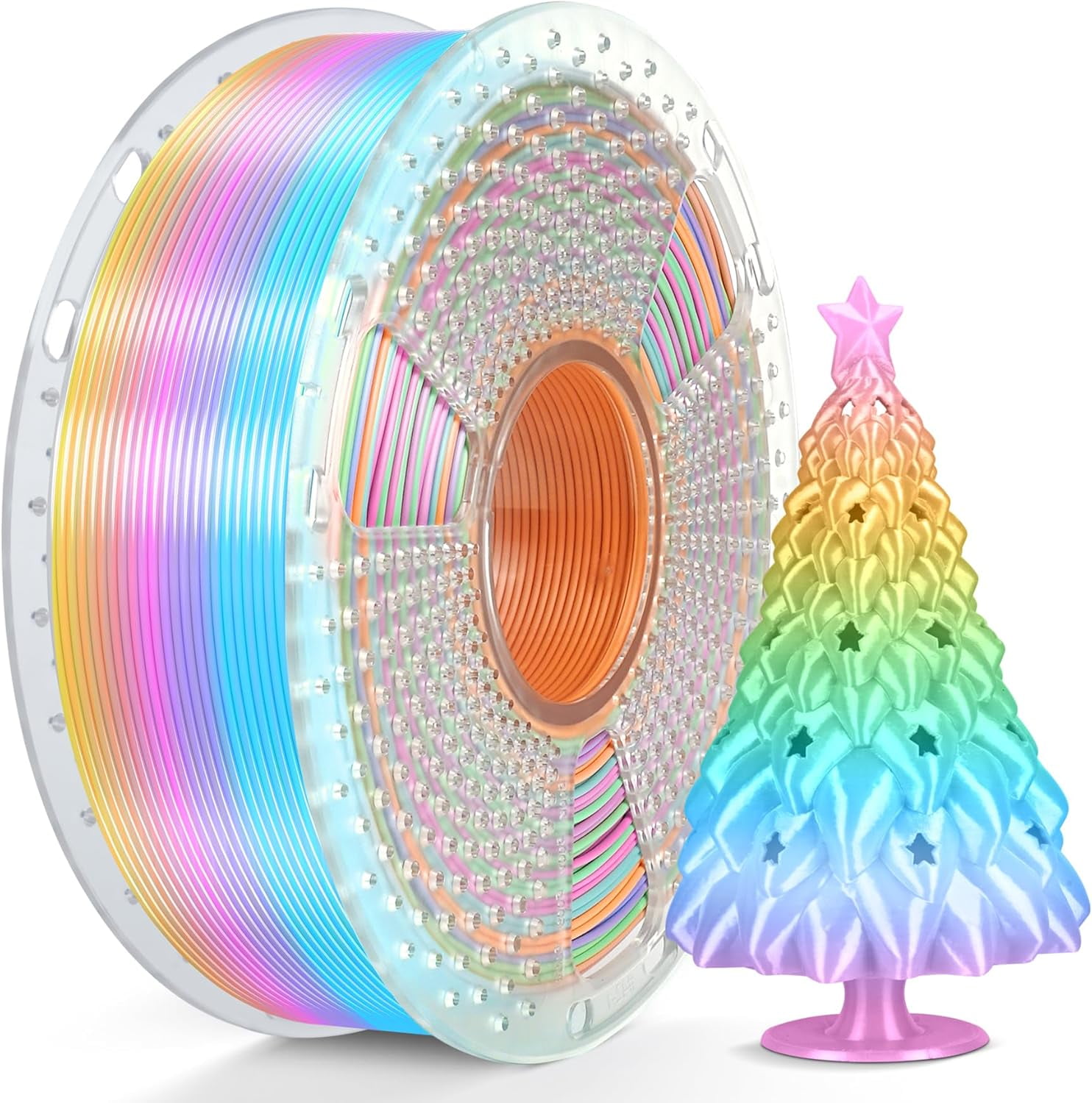 Silk Rainbow PLA Filament, Multicolor Silk 3D Printer Filament 1.75mm ...