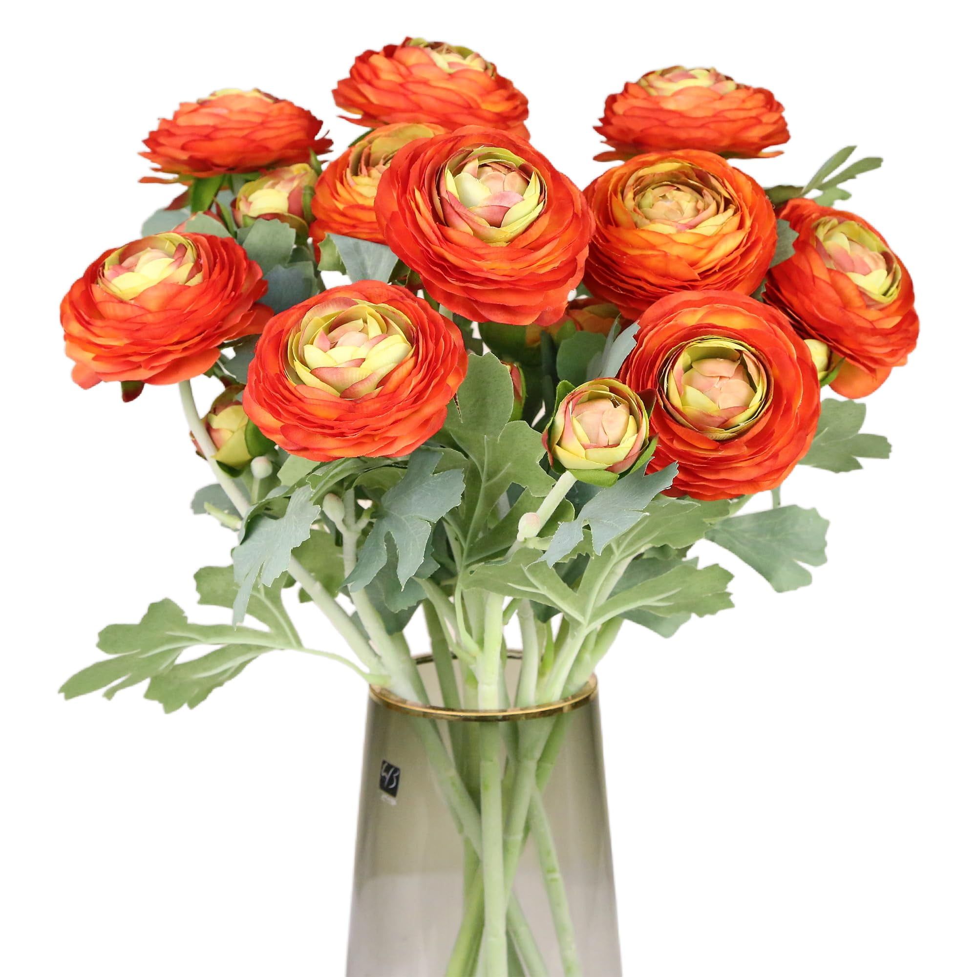 Silk Ranunculus Artificial Flowers with Real Touch Stem, 10 Pack Faux ...