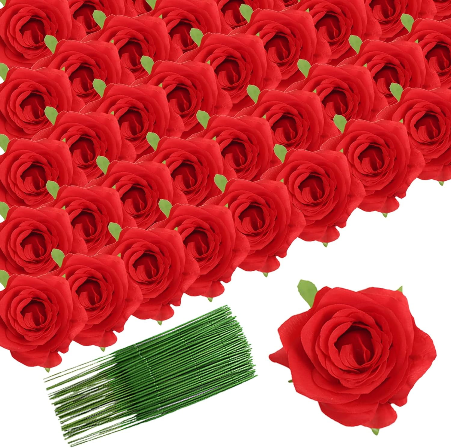 Silk Rose Heads Artificial Flowers Heads and Stems Fake Roses Flowers ...