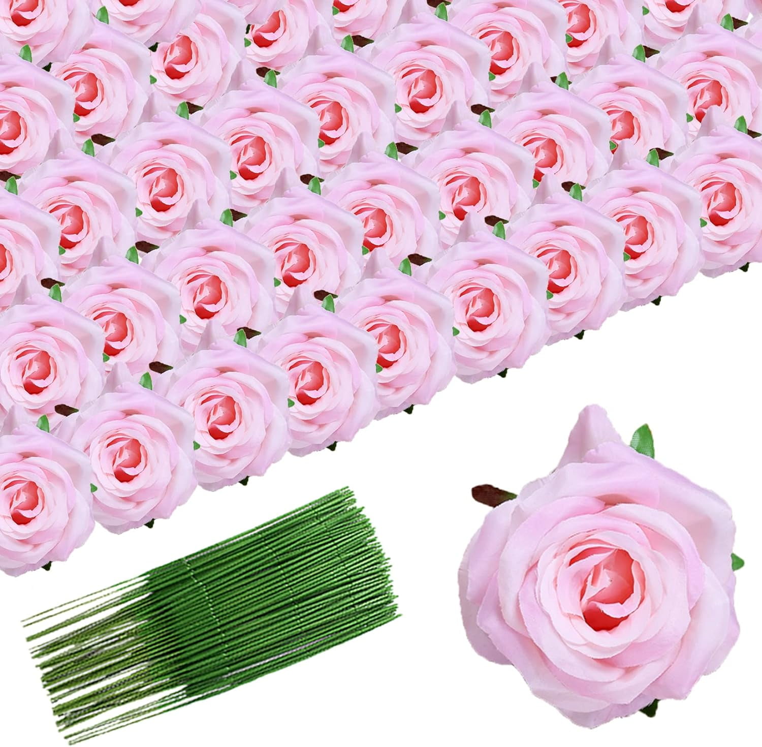 Silk Rose Heads Artificial Flowers Heads and Stems Fake Roses Flowers ...