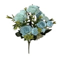 Silk Rose & Peony Artificial Flower Bouquet - 30cm Faux Floral ...