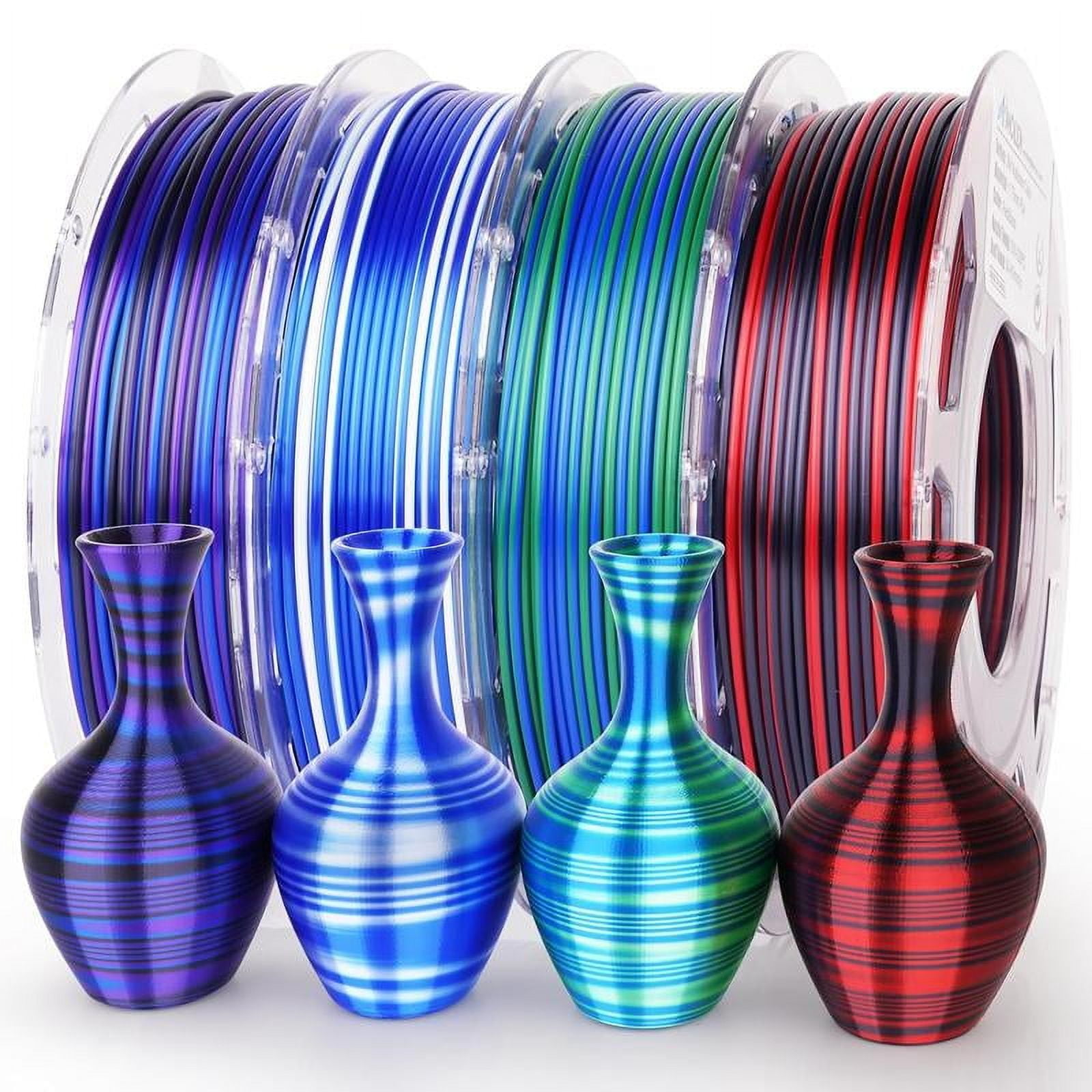 Silk S-Series PLA 3D Printer Filament, Shiny Multicolor Rainbow PLA ...