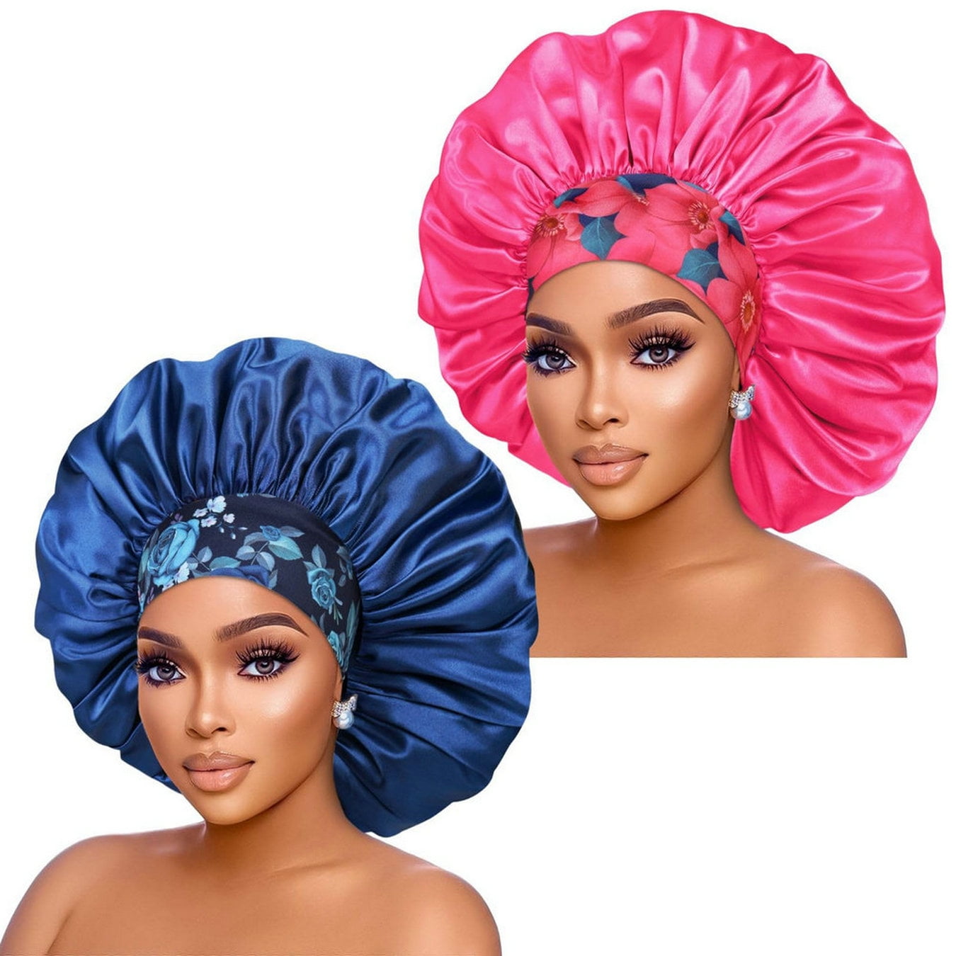 Silk Satin Bonnet Hair Cap: 2pcs 17inch Diameter Extra Large Jumbo ...