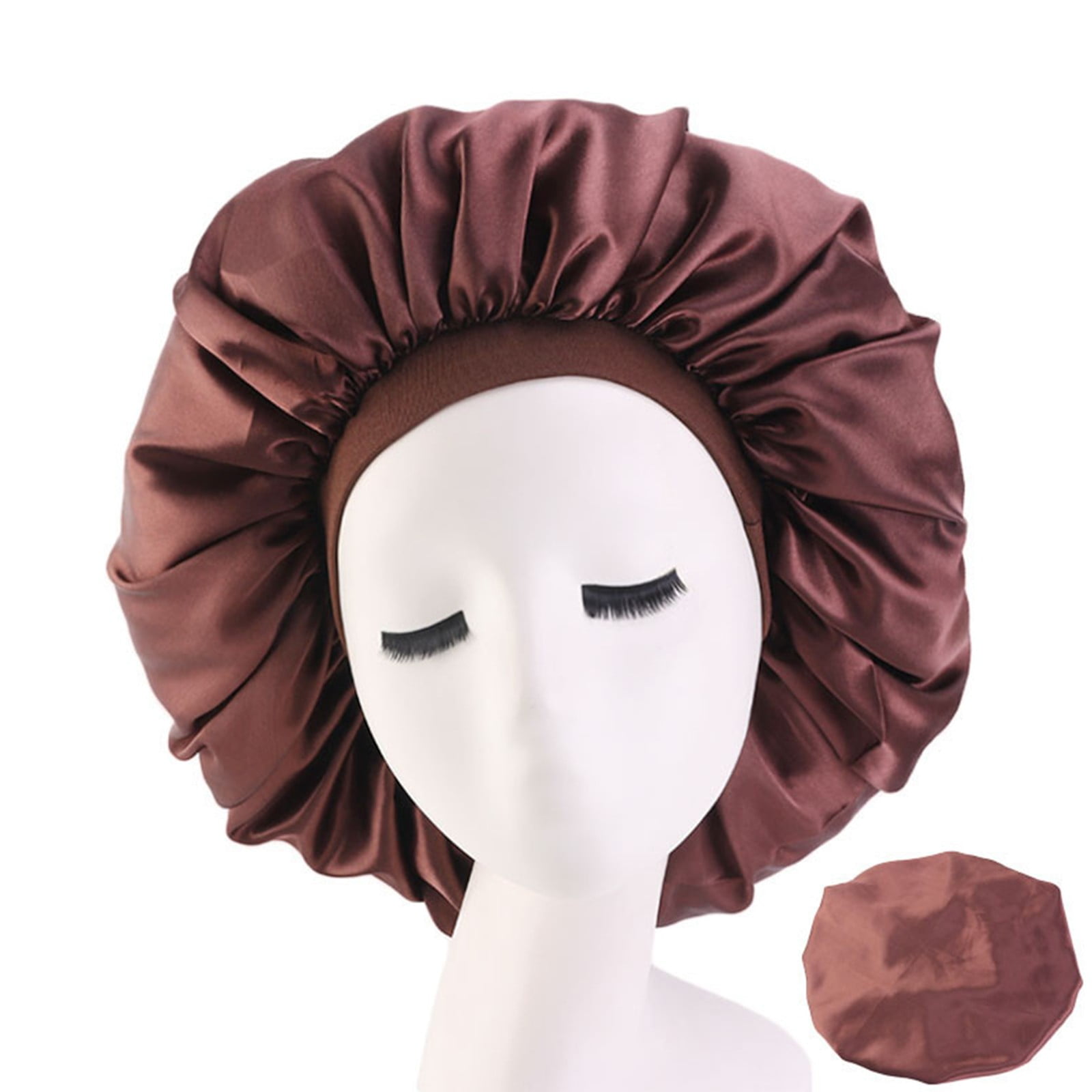 Silk Satin Bonnet Hair Wrap Bonnet With Elastic Band Double Layer ...