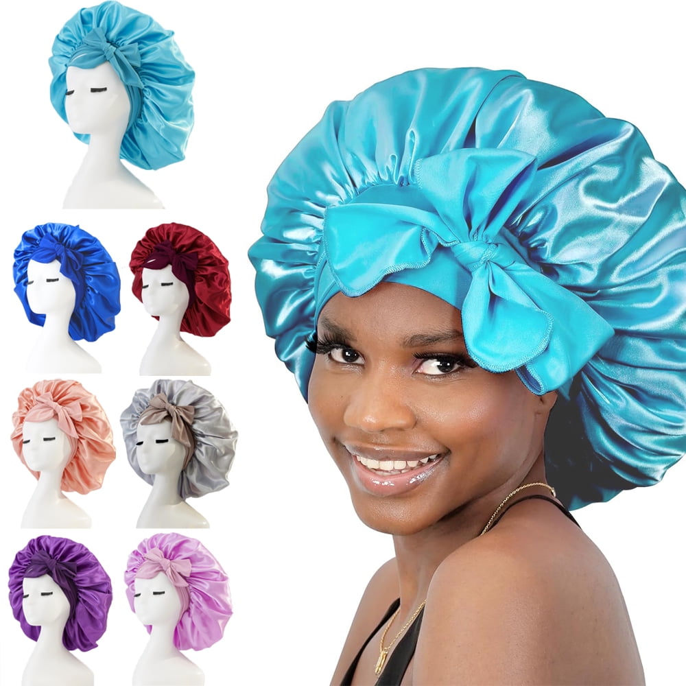 Silk Satin Hair Bonnet for Sleeping, Adjustable Bonnets Night Sleeping ...