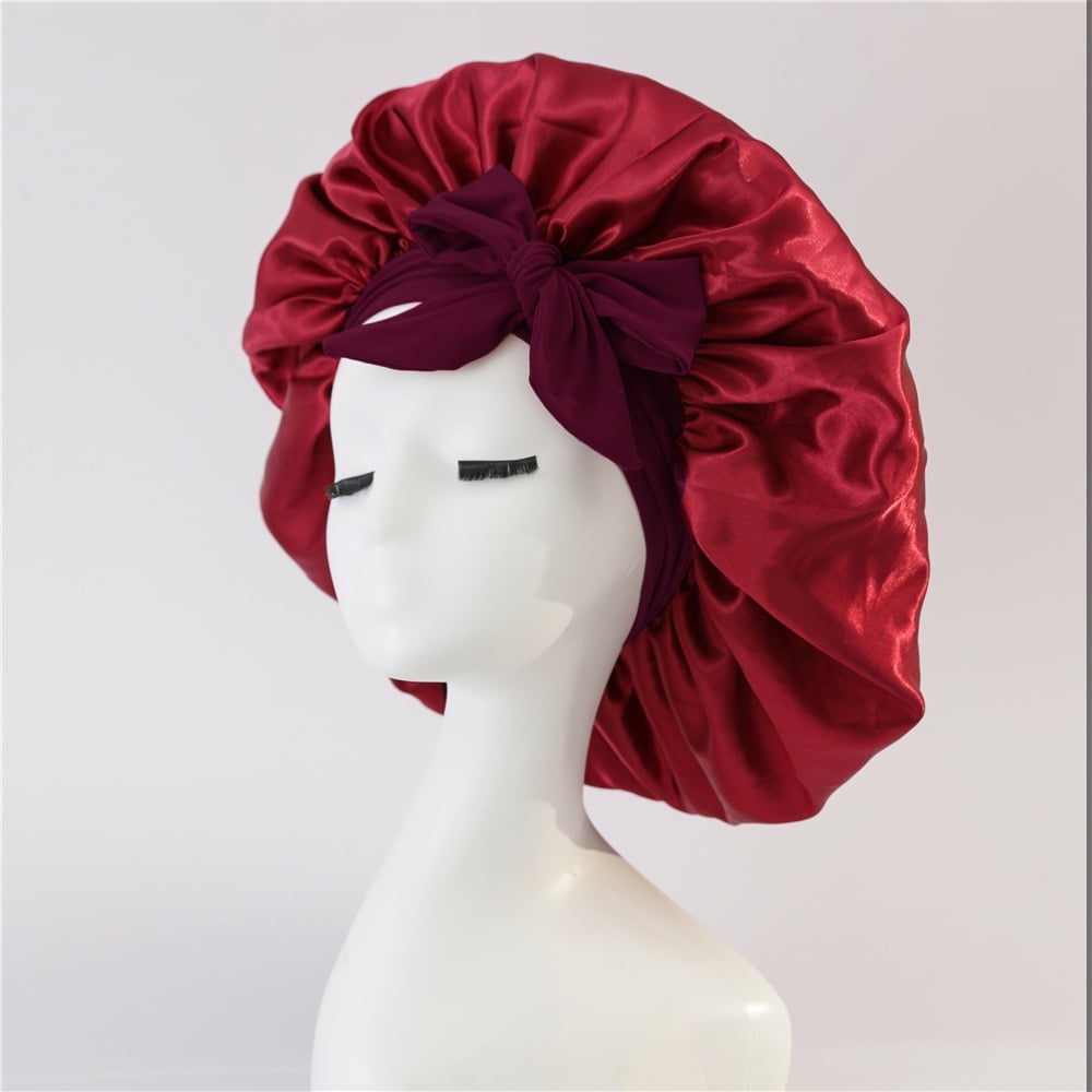 Silk Satin Hair Bonnet for Sleeping, Adjustable Bonnets Night Sleeping ...