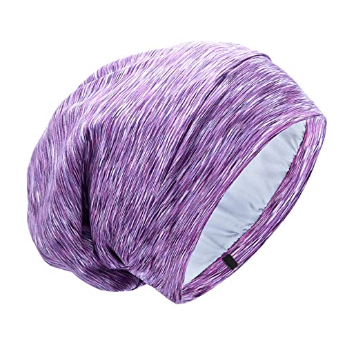 Silk Satin Lined Bonnet Sleep Cap - Adjustable Stay on All Night Hair ...