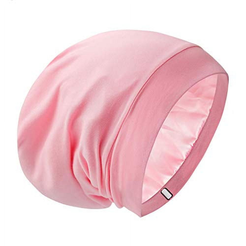 Silk Satin Lined Bonnet Sleep Cap - Adjustable Stay on All Night Hair ...