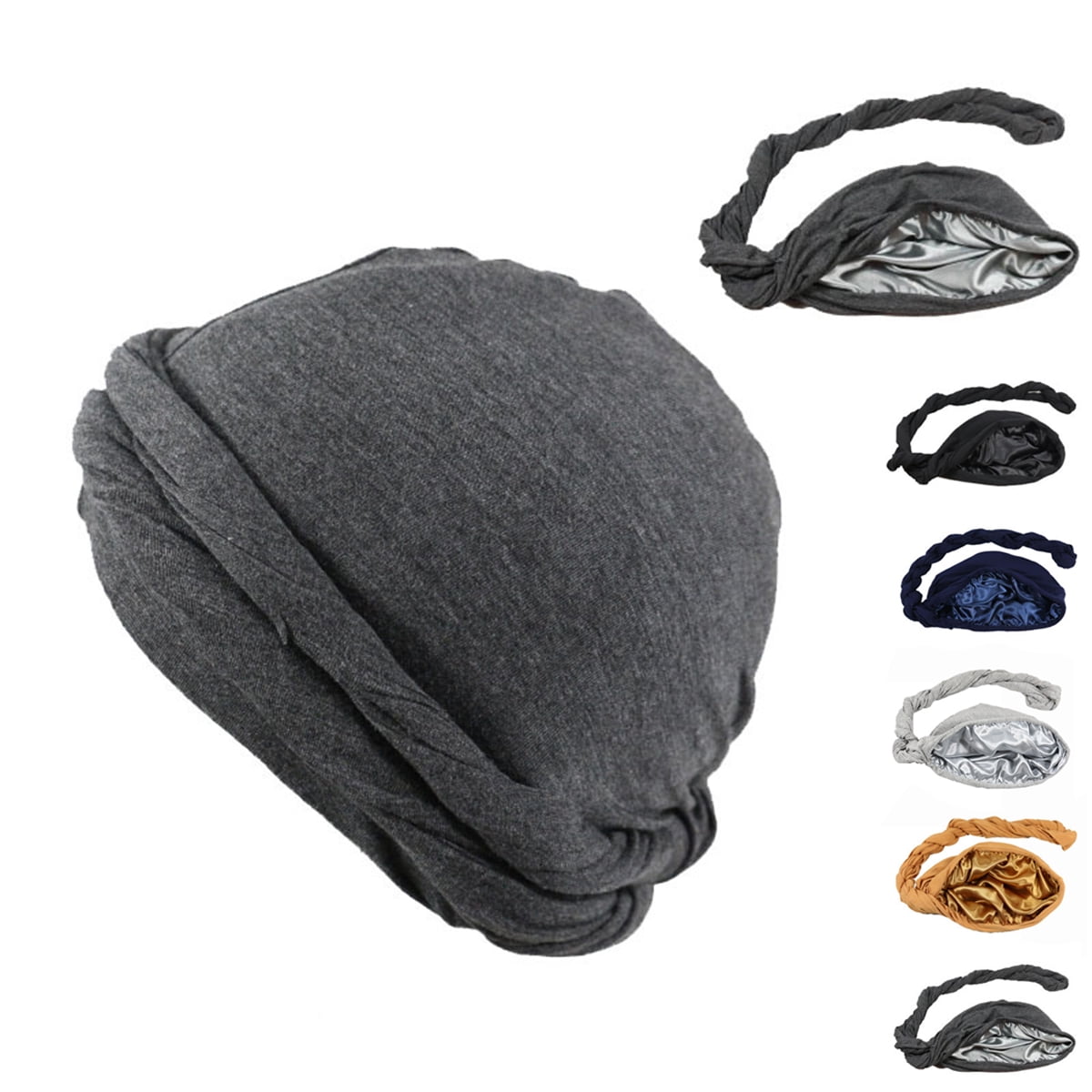 Silk Satin Lined Halo Turban Head Wrap Pre-Tied Skull Cap for Men and ...