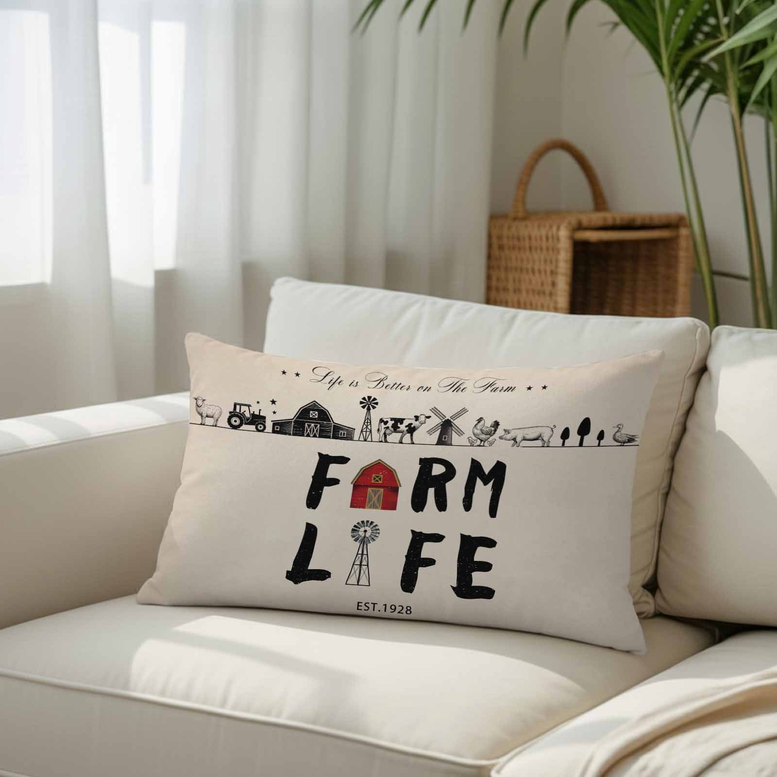 Silk Satin Pillowcase, Farmhouse Barn Animal Cow Chicken Pig Rectangle ...