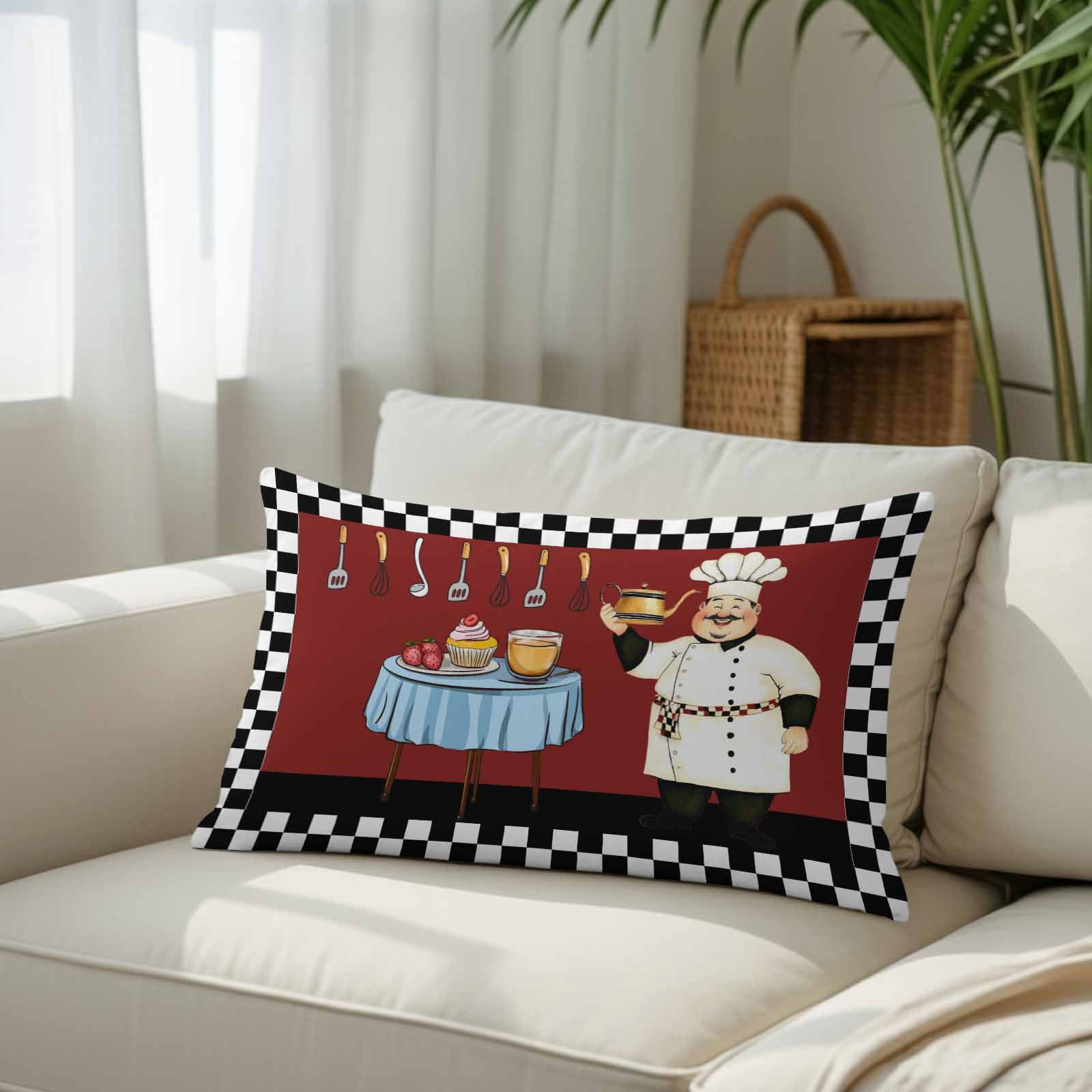 Silk Satin Pillowcase, Funny Chef Delicious Dessert Rectangle Brushed ...