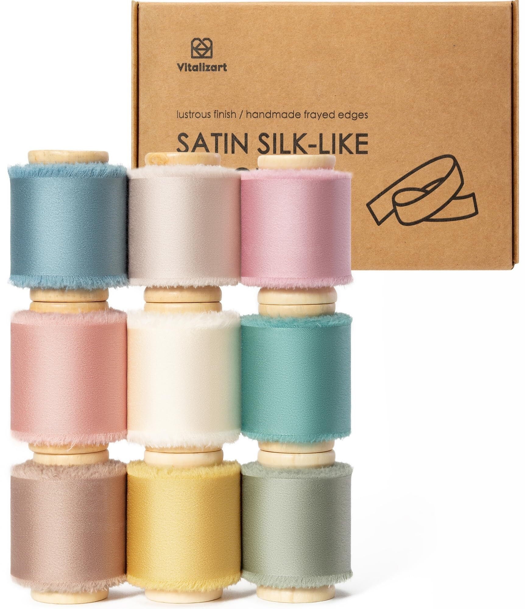 Silk Satin Ribbon 1-1/2 inch x 15 Yard with Wooden Spool Champagne ...