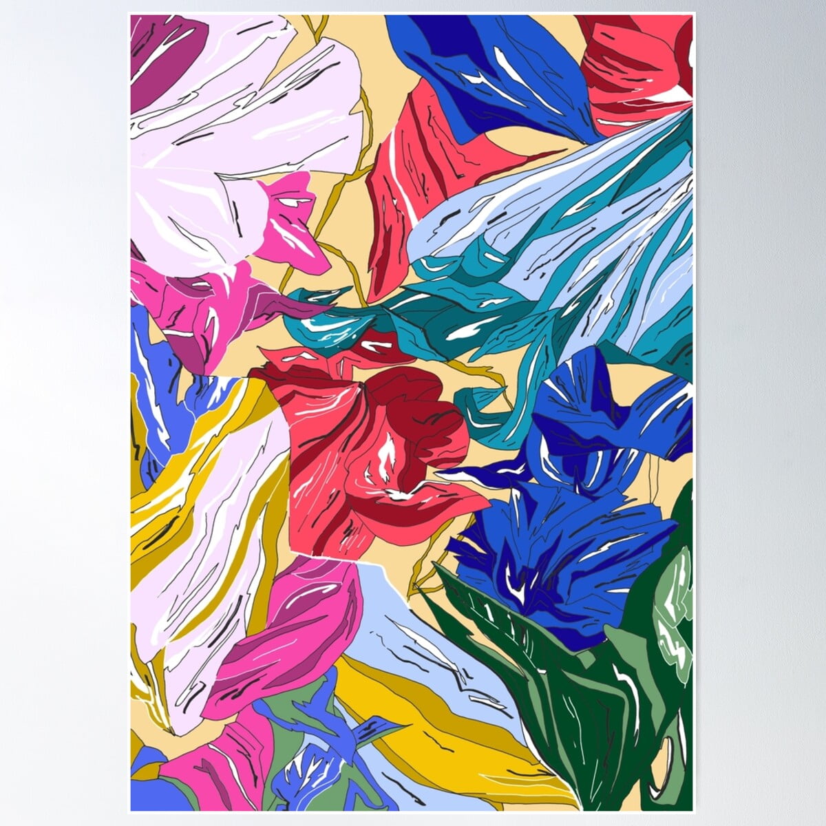 Silk Scarf Poster Wall Art, Modern Wall Decor For Living Room Bedroom ...