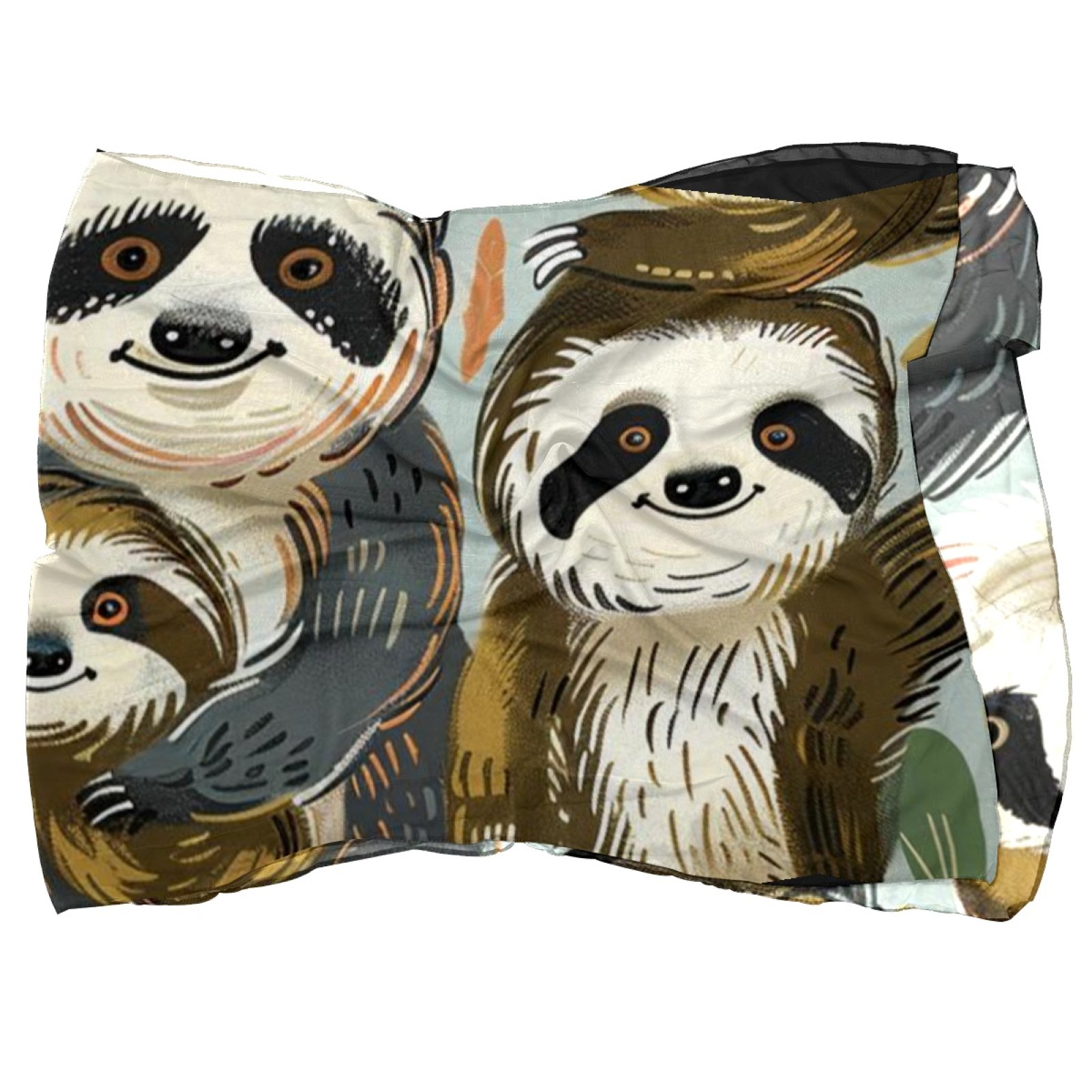 Silk Scarf for Women,Silk Head Scarf,Sunscreen Shawls,Cartoon Sloth ...
