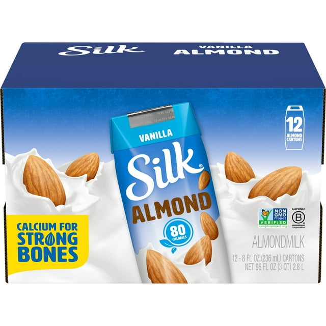 Silk Shelf-Stable Vanilla Almond Milk Singles, 8 Oz., 12 Count ...