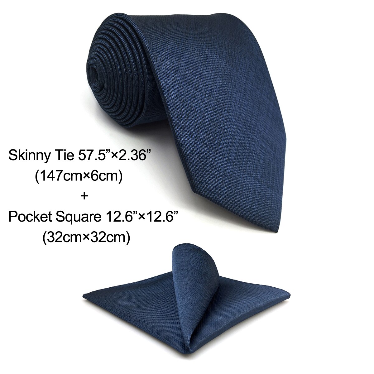 Silk Ties for Men Neckties Modern Navy Solid Skinny Size 2.36