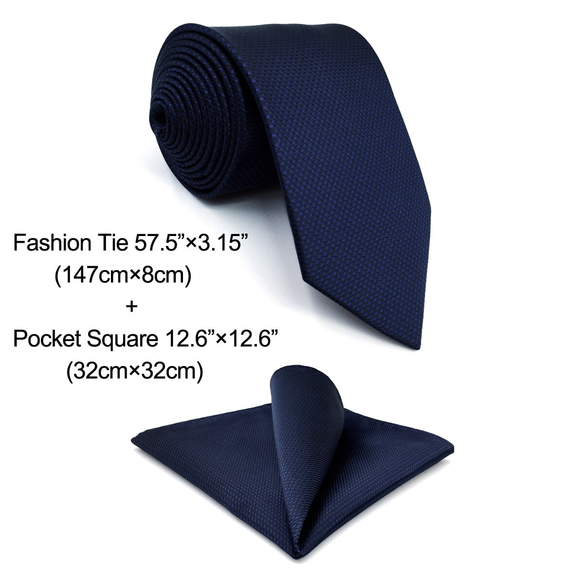 Silk Ties for Men Neckties Pack Navy Dark Blue Solid Classic Size 57.5 ...
