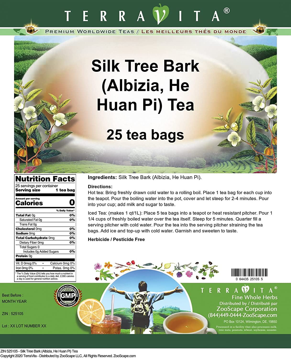 Silk Tree (Albizia, He Huan Pi) Tea (25 tea bags, ZIN: 525105) - 2 Pack ...