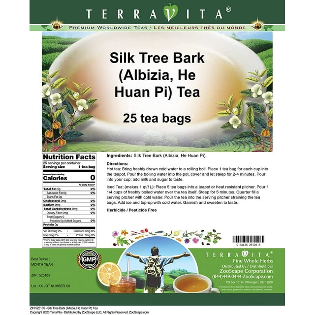 Silk Tree (Albizia, He Huan Pi) Tea (25 tea bags, ZIN: 525105) - 2 Pack - Walmart.com