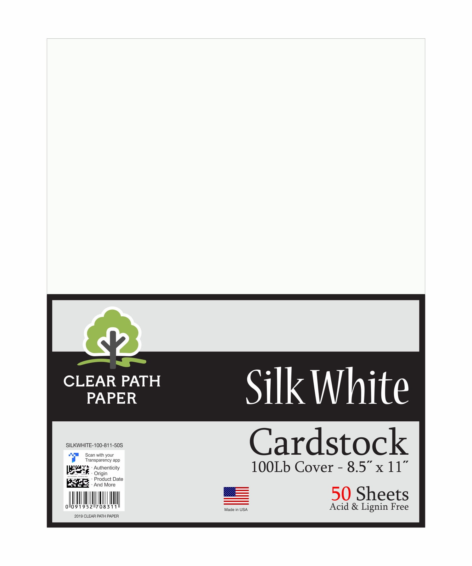 Silk White Cardstock - 8.5 x 11 inch - 100Lb Cover - 50 Sheets - Clear ...