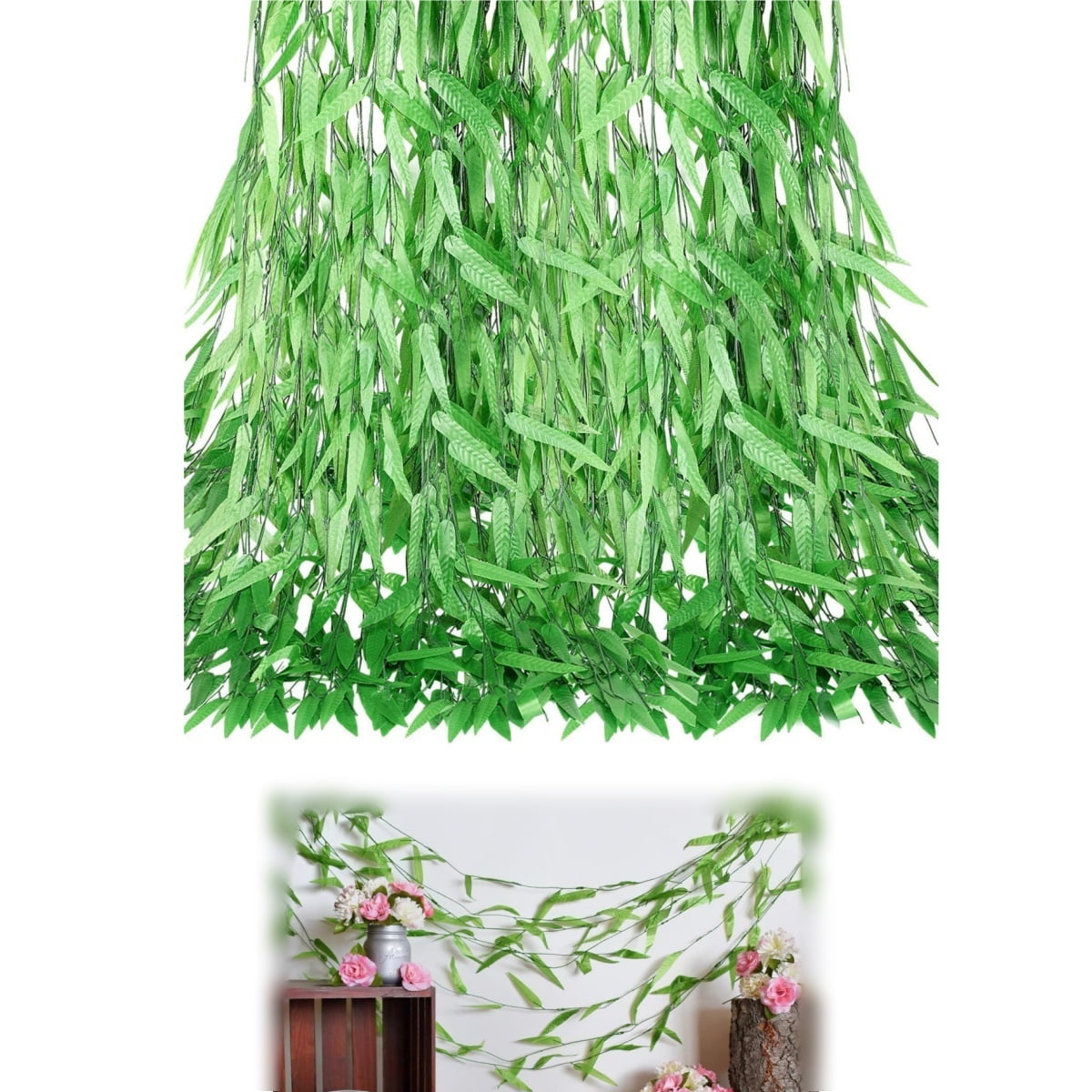 Silk Willow Rattan Wicker Twig,50 Strands Portable Fake Greenery Vines ...
