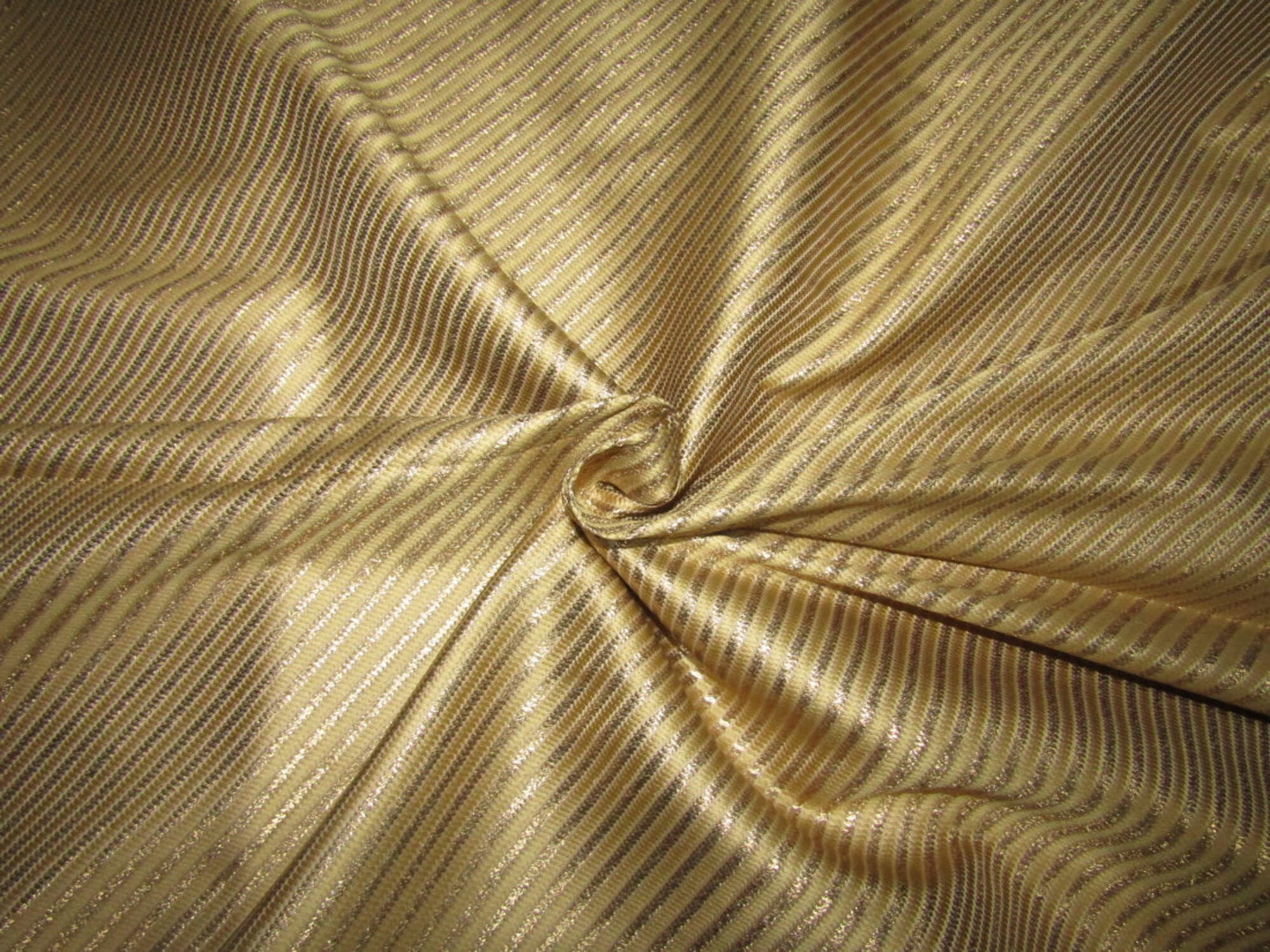 Silk brocade fabric gold color x metallic gold stripe 44" wide BRO707A ...