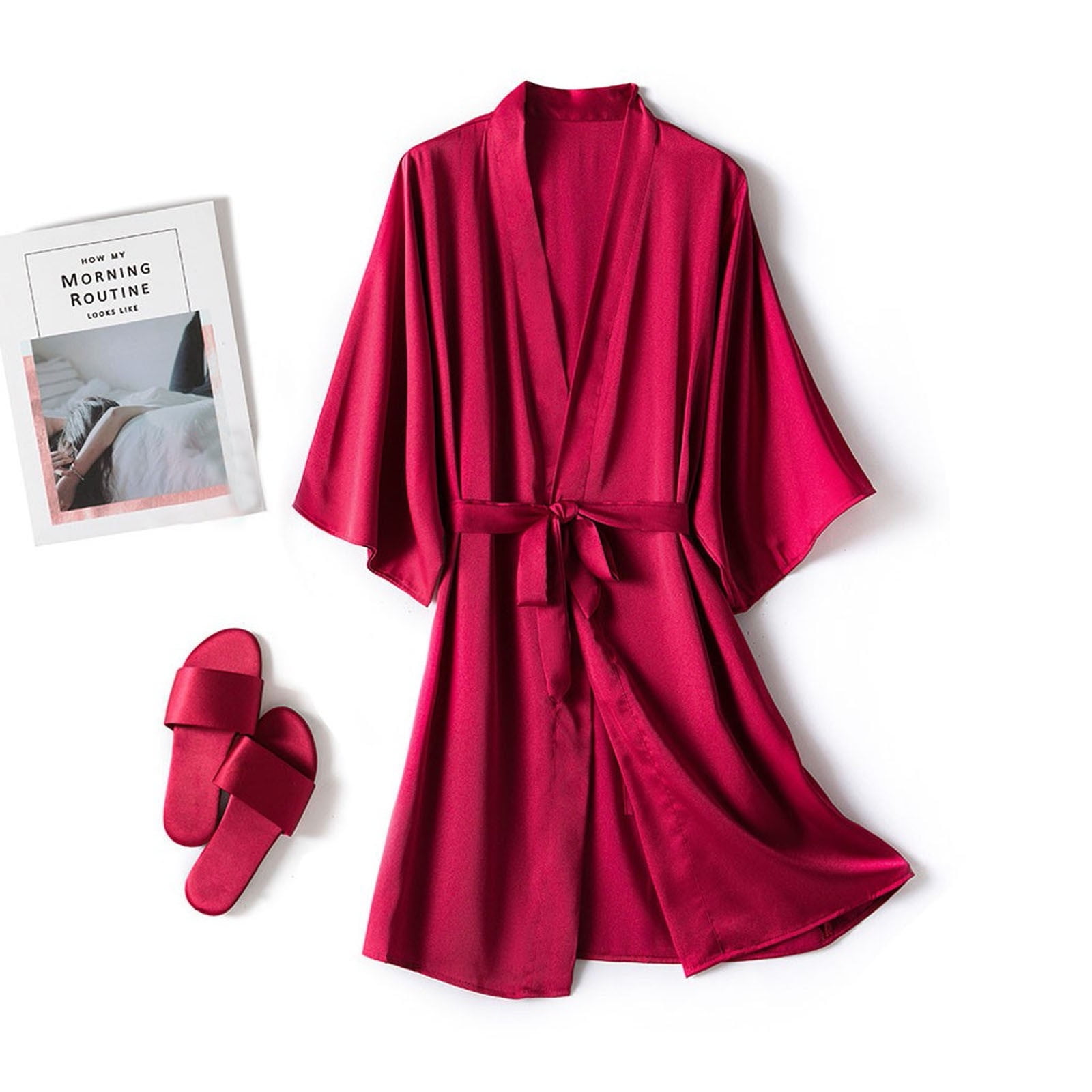 Silk robes for women for party pack Short Sleeve Pajamas Casual Short ...