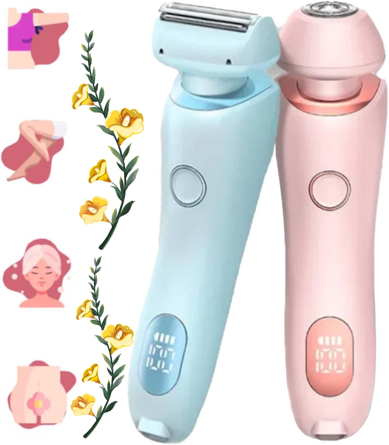 Silkbabe Lady Shaver, Silk Babe Electric Razor, 2 in 1 Dual Head Shaver ...