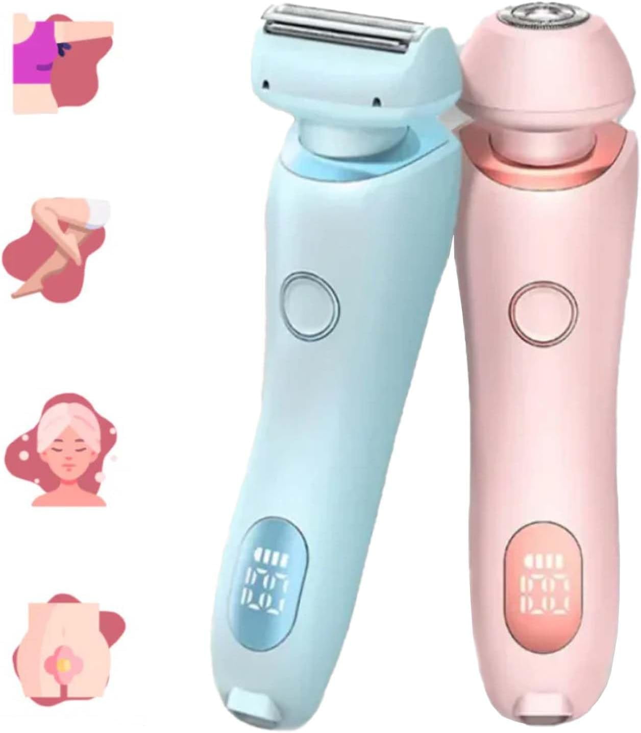 Silkbabe Lady Shaver, Silk Babe Electric Razor, 2 in 1 Dual Head Shaver for Wet & Dry Use ...