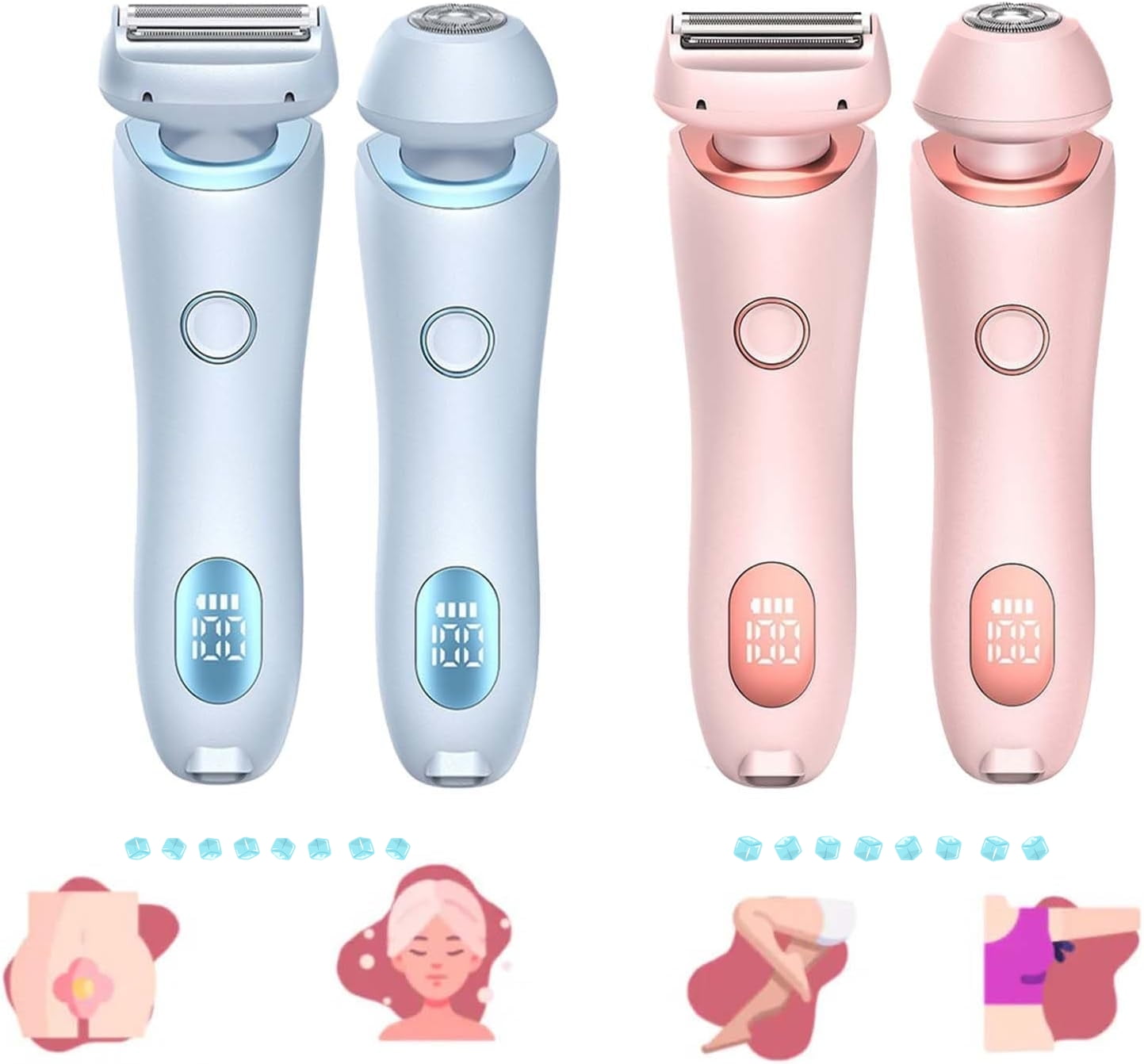 Silkbabe Lady Shaver, Silk Babe Electric Razor, 2 in 1 Dual Head Shaver for Wet & Dry Use ...