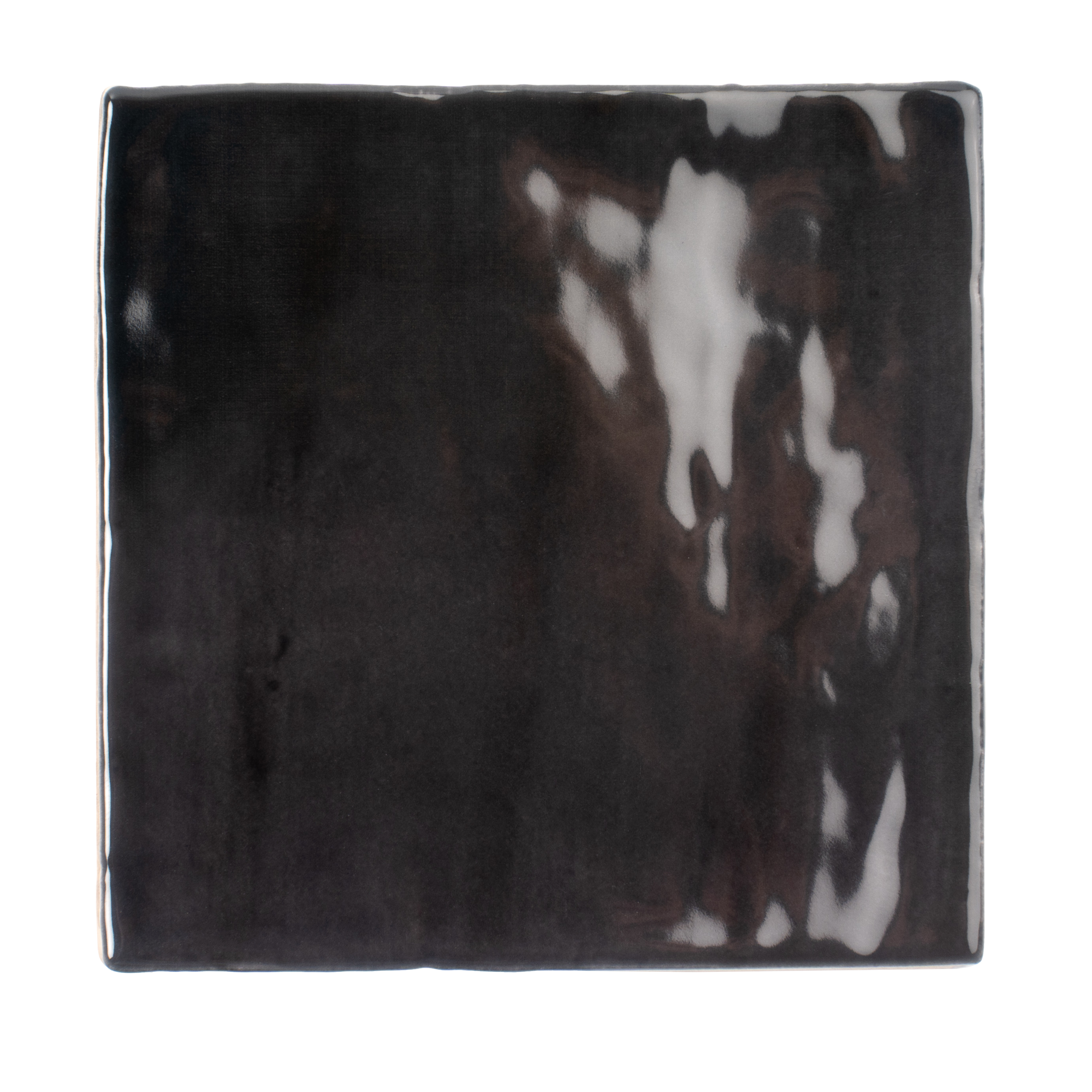 Silken 3.94 in. x 3.94 in. Glossy Black Ceramic Square Wall and Floor ...