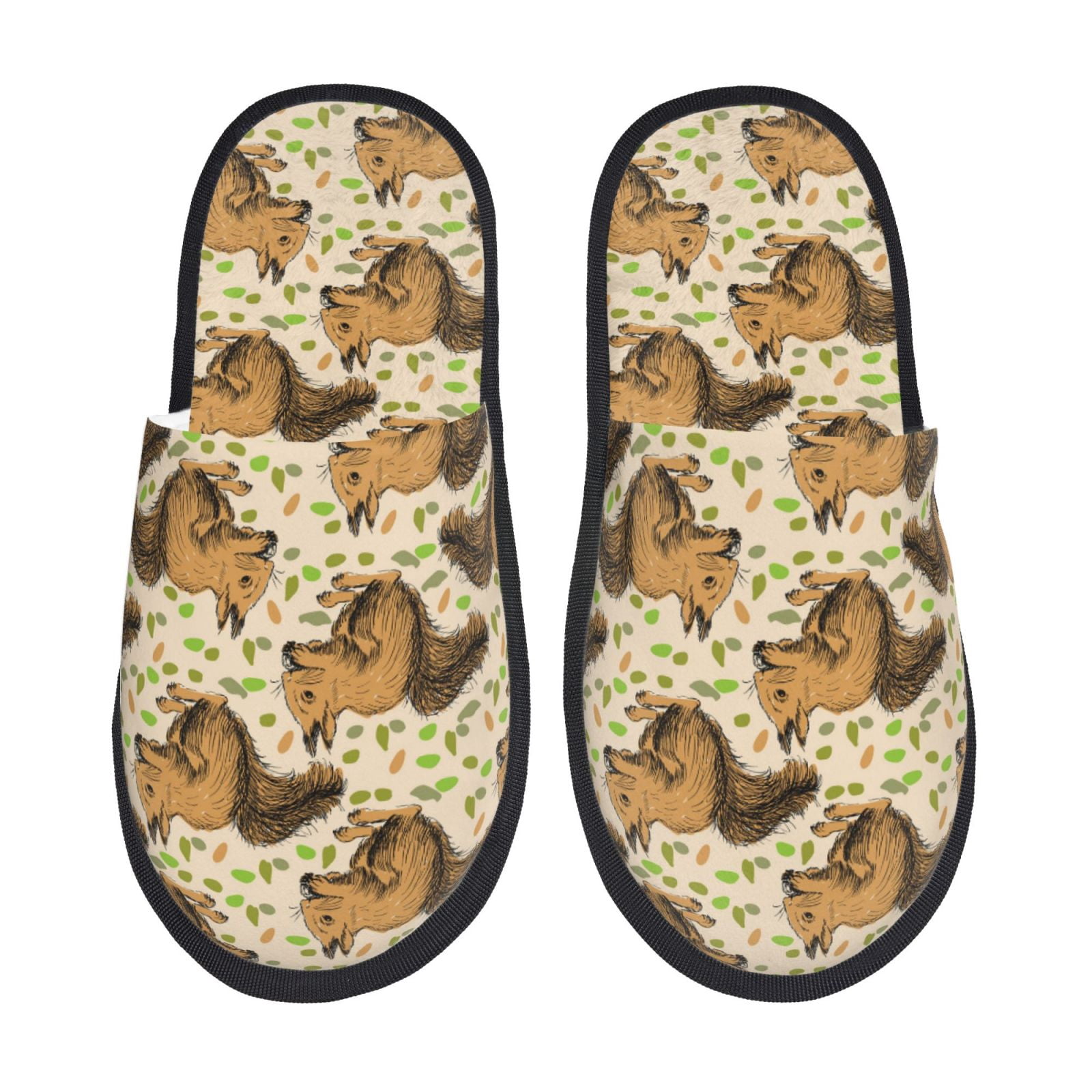 Silkie Cute Squirrel with Green Leaves Slippers for women and Men ...