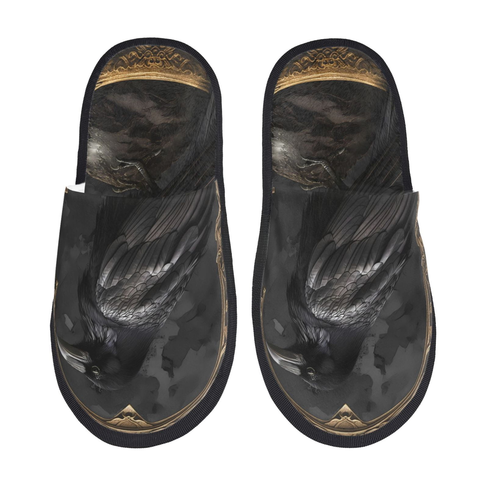 Silkie Gothic Raven Portrait Slippers for women and Men, House Shoes ...