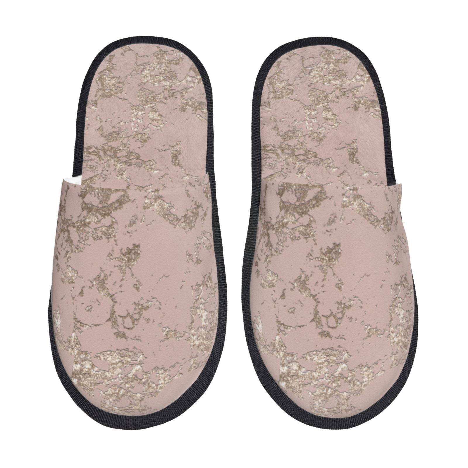 Silkie Rose Gold Marble Texture Slippers for women and Men, House Shoes ...