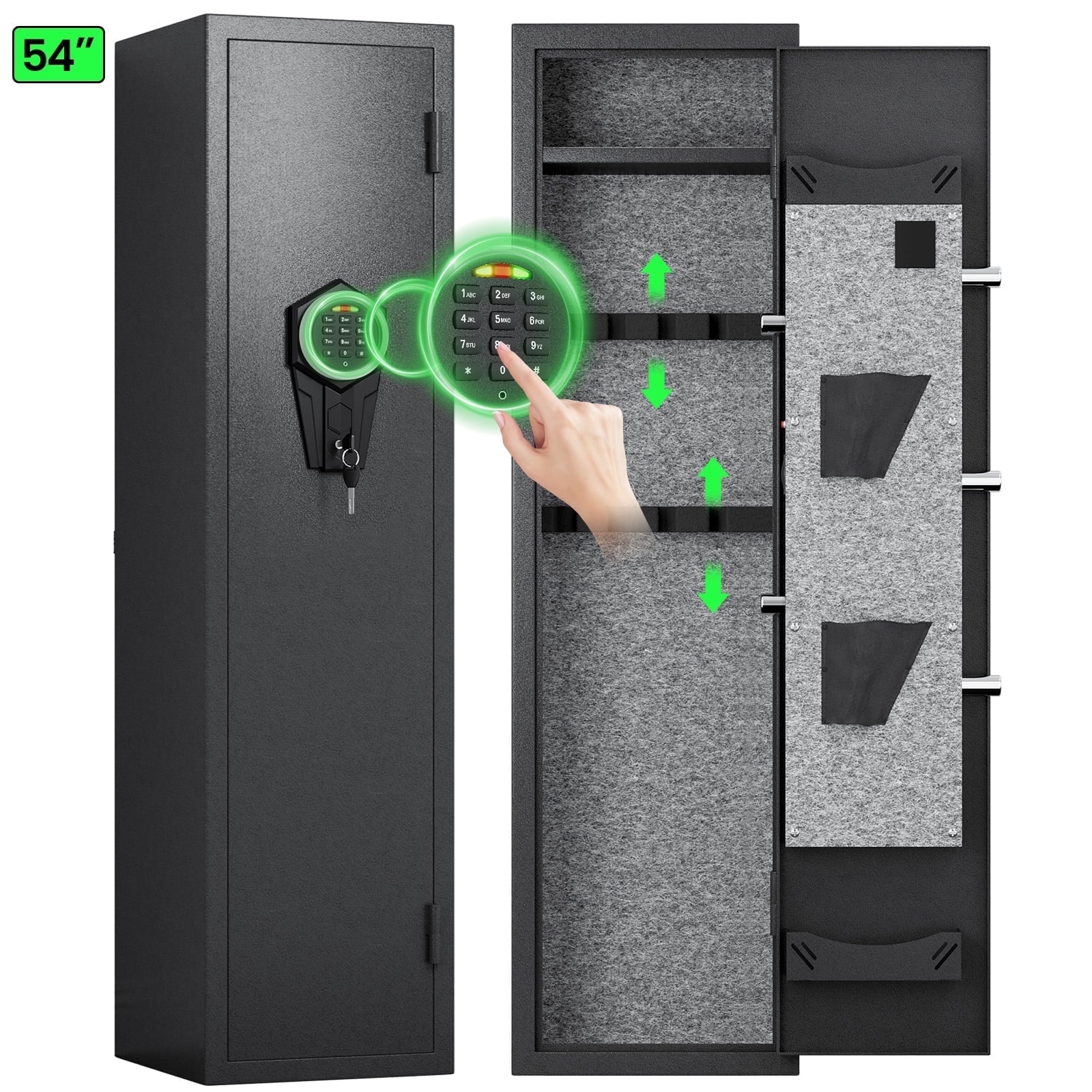 Silkight Quick Access 3-5 Rifle Gun Safe, LCD Screen Keypad, Silent Mode, Gun Cabinet for Long ...