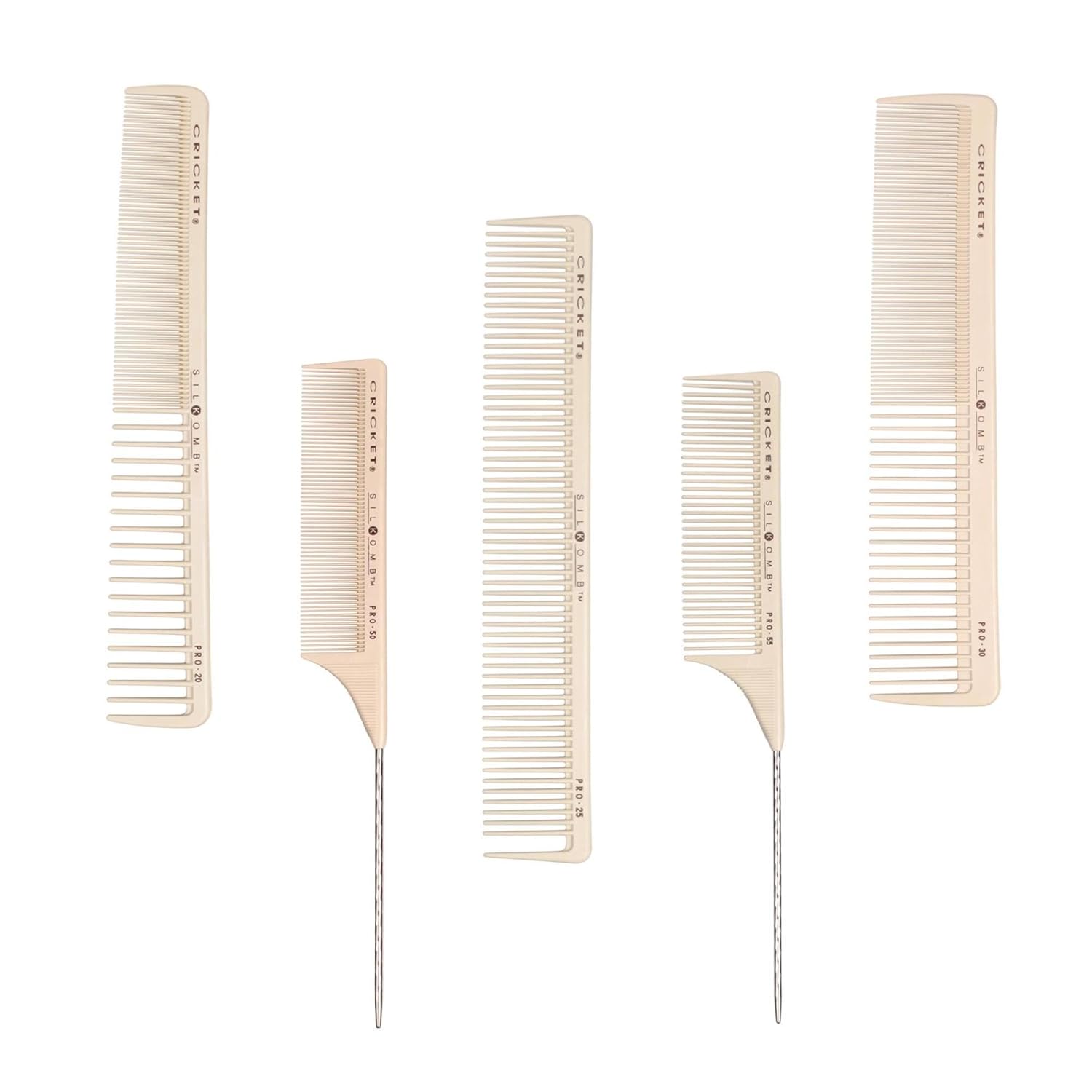 Silkomb Cutting and Styling Comb 5 PC Set, Pro20 All Purpose, Pro25 ...