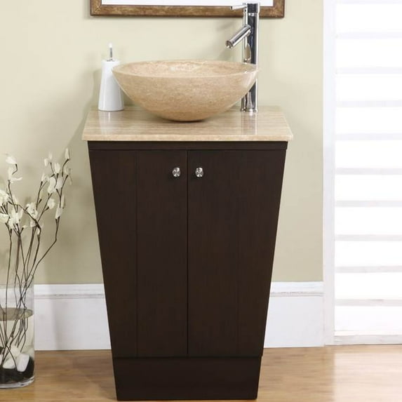 Silkroad Exclusive Modern Travertine Bathroom Vanity- Single Sink - 22 ...