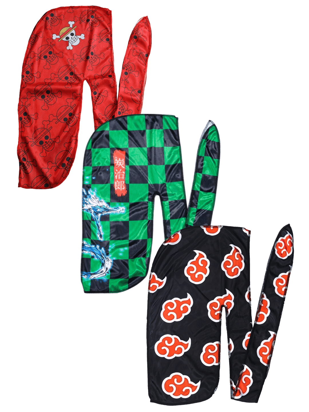 Silky Anime Durag Trinity - 3pcs Set Long Tails, Moisture Lock, Silky ...