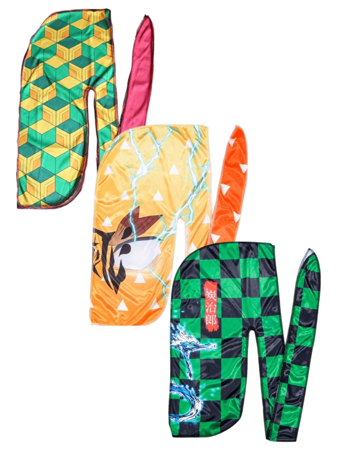 Silky Anime Durag Trinity - 3pcs Set Durag with Long Tails and ...