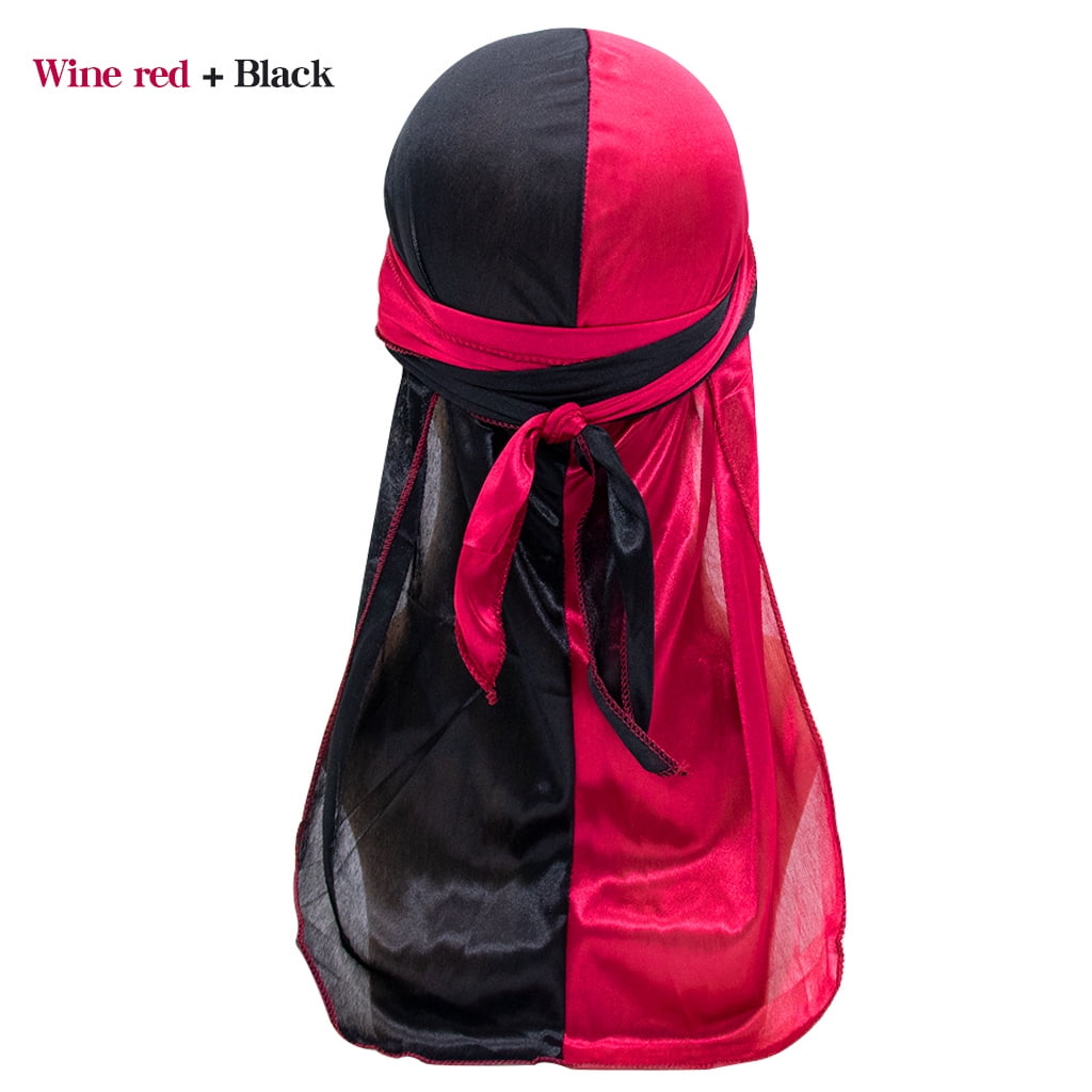 Silky Durag Caps, Two Tone Pirate Caps, Long-Tail Headwraps Wide Straps ...