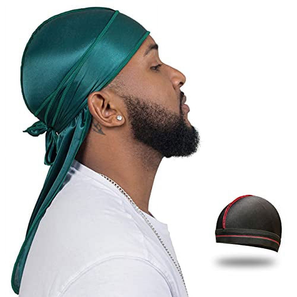 Silky Durag for Men Wave Cap Satin Dorag for Men Women 360 Wave Green ...
