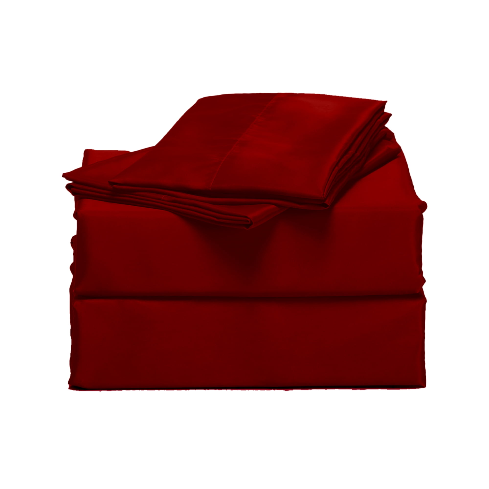 Silky Satin Bed Sheet Set 4-Piece (Red, King) - Walmart.com