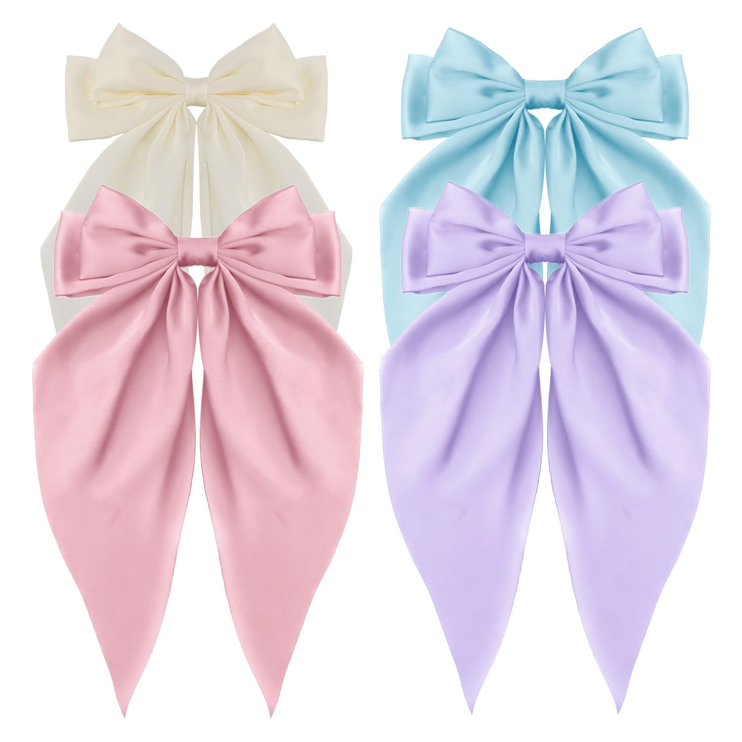 Silky Satin Hair Bows 2Pcs Big Hair Bows for Women Hair Ribbons ...