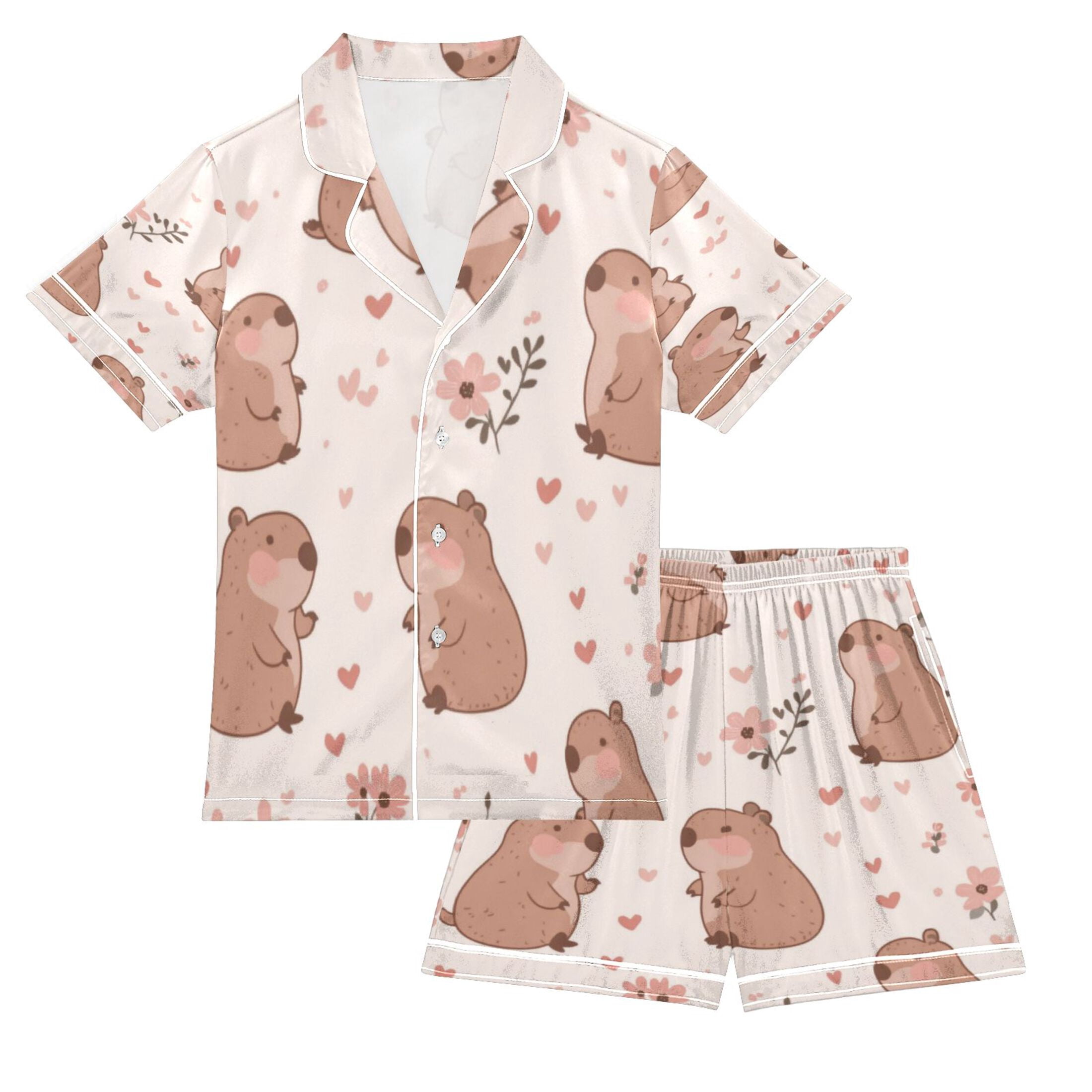 Silky Satin Kids' Pajama Set Breathable & Smooth Unisex Button-Down ...