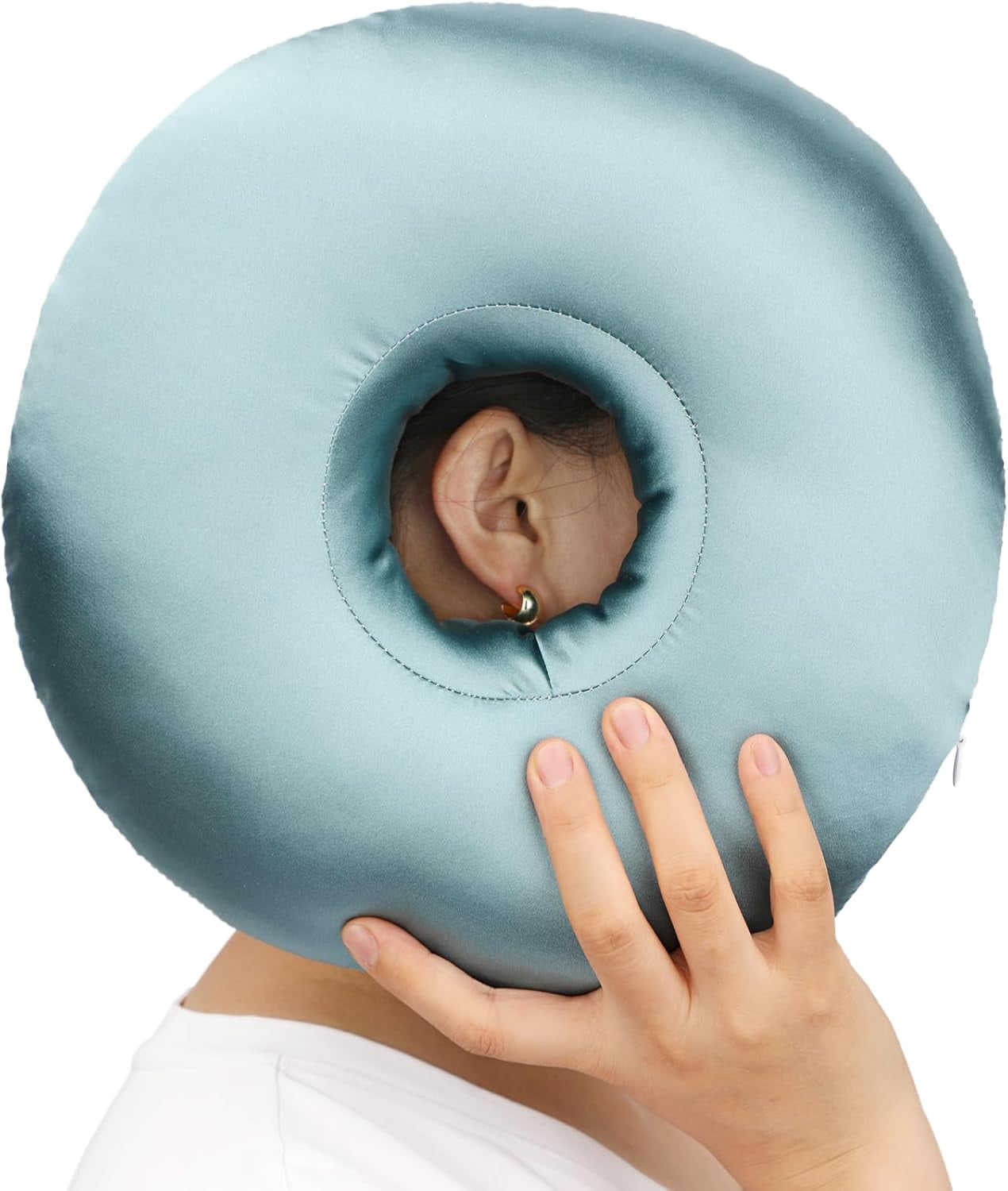 Silky Satin Piercing Pillow Ear Pillows Donut with Hole for Ear Pain ...
